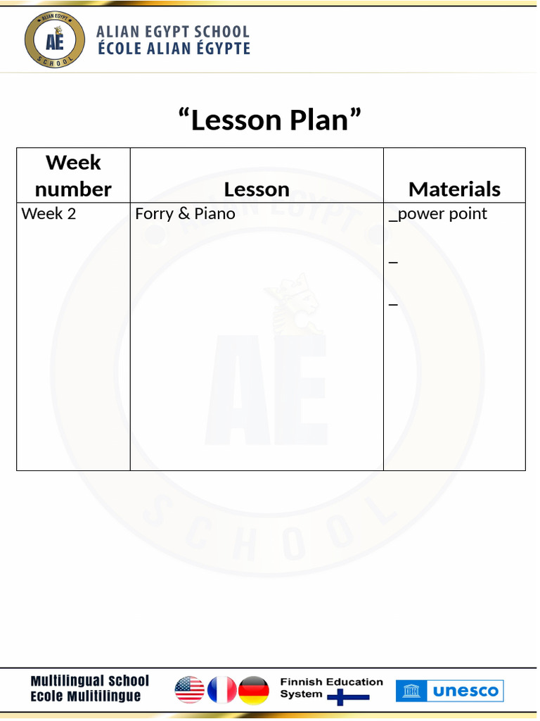 Weekly Lesson Plan Overview | PDF