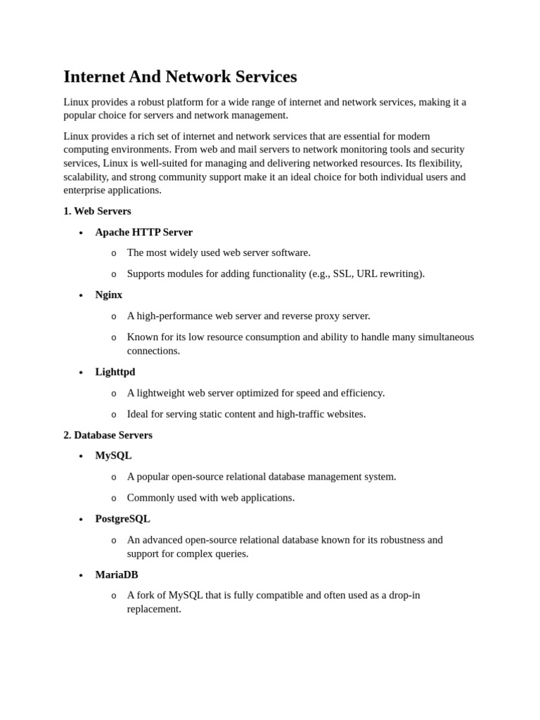 Internet and Network Services | PDF | Networking | Internet & Web