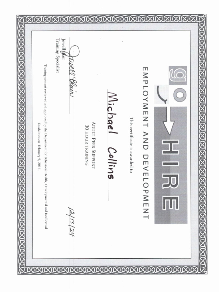 Michael Collins APS Certificates 12-13-24 | PDF