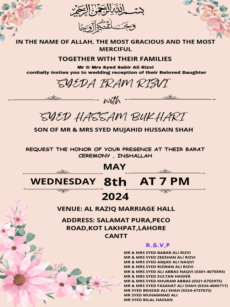 Rizvi Wedding Reception Invite | PDF