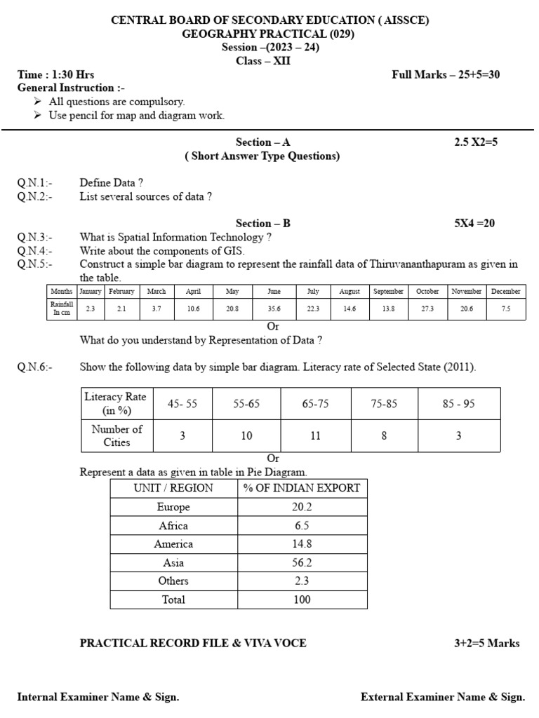 Practical Geography Paper BBPS | PDF | Geographic Data And Information