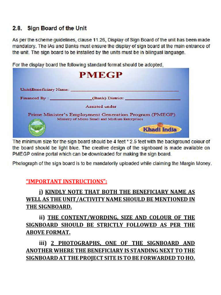 Pmegp Sign Board With Bank Logo New 241206 160934 | PDF