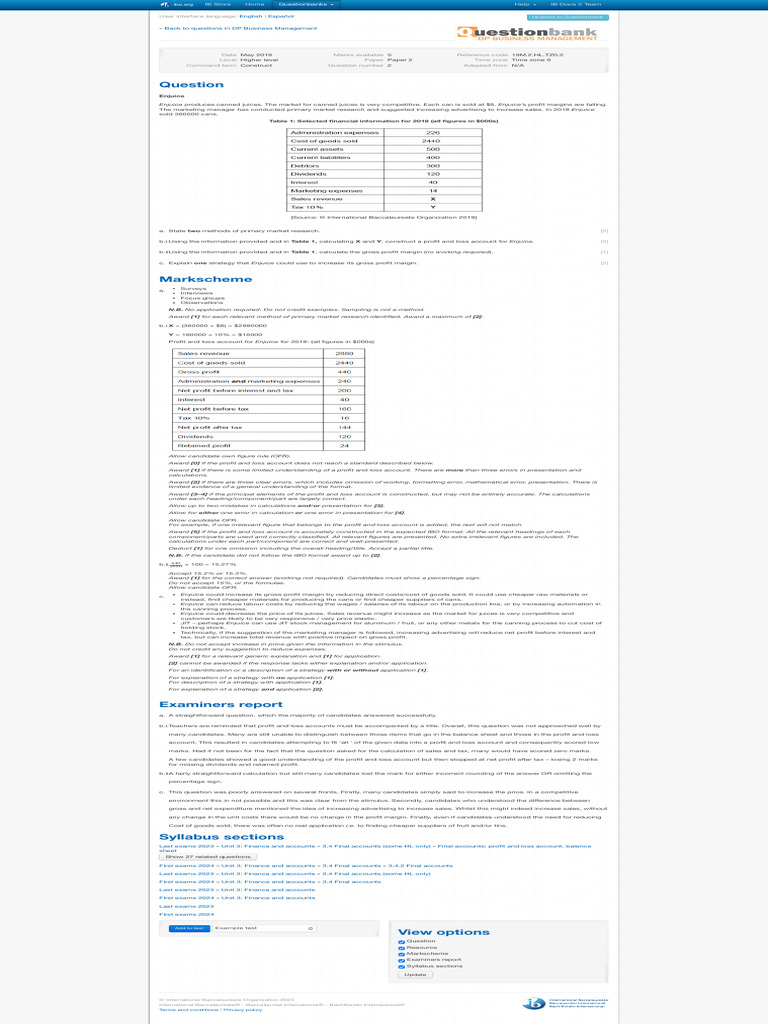 IB Questionbank 2 | PDF | Taxes | Income Statement