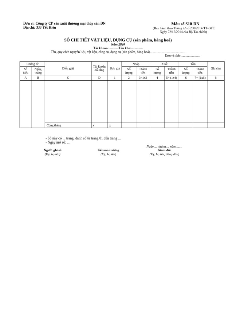 So Chi Tiet Vat Lieu | PDF