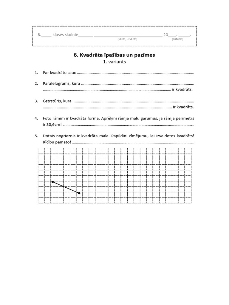 8P6 Kvadrata Ipasibas Un Pazimes | PDF