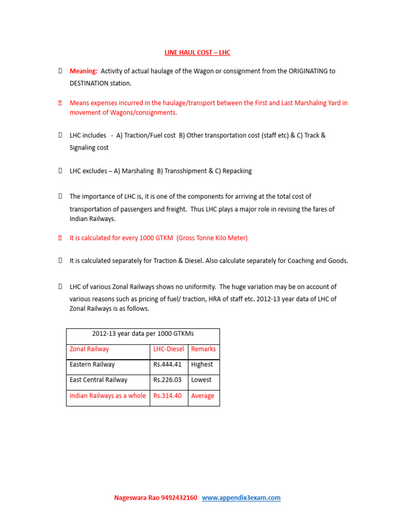 Line Haul Cost Analysis for Railways | PDF | Rail Transport ...