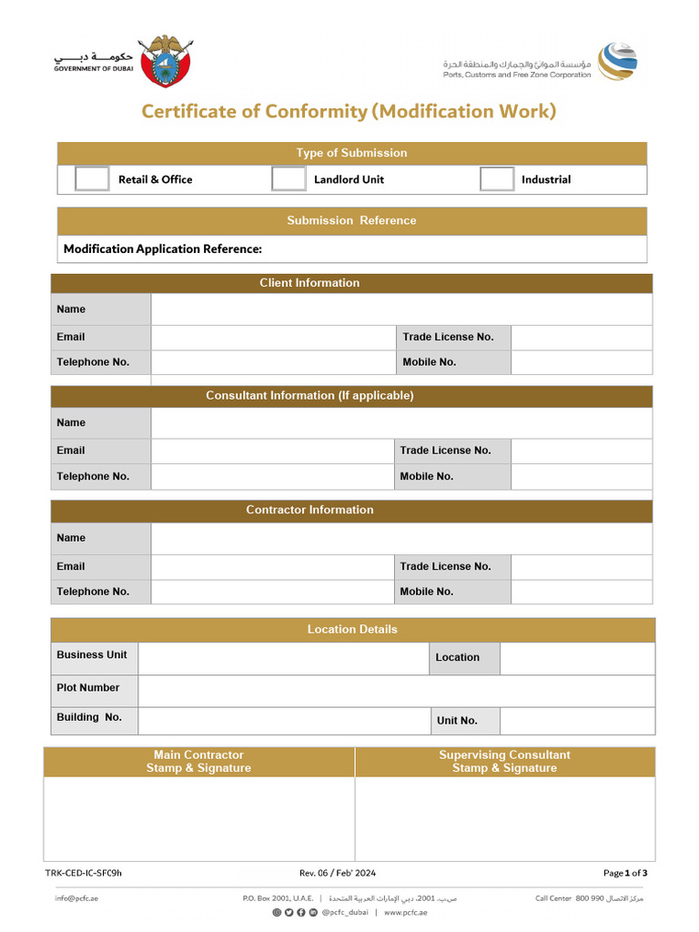Trakhees Compliance Confirmation Form | PDF