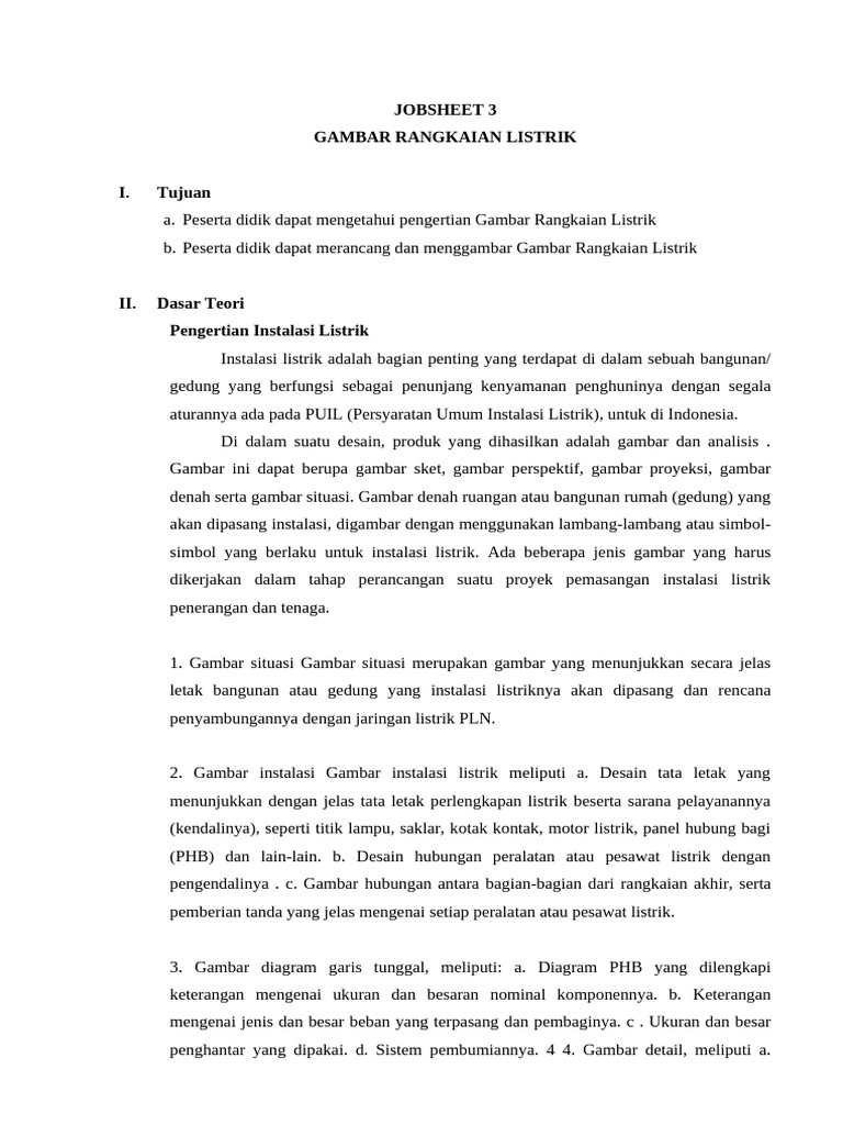 Jobsheet Ddte Gambar Teknik Kelistrikan | PDF
