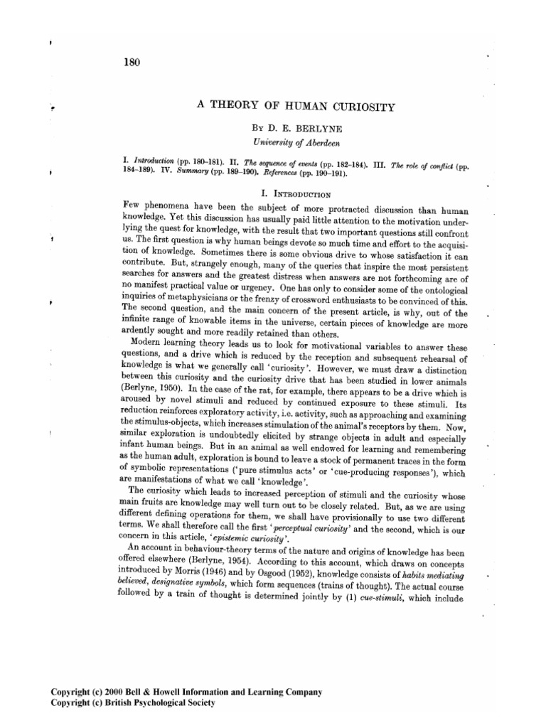Theory of Human Curiosity | PDF