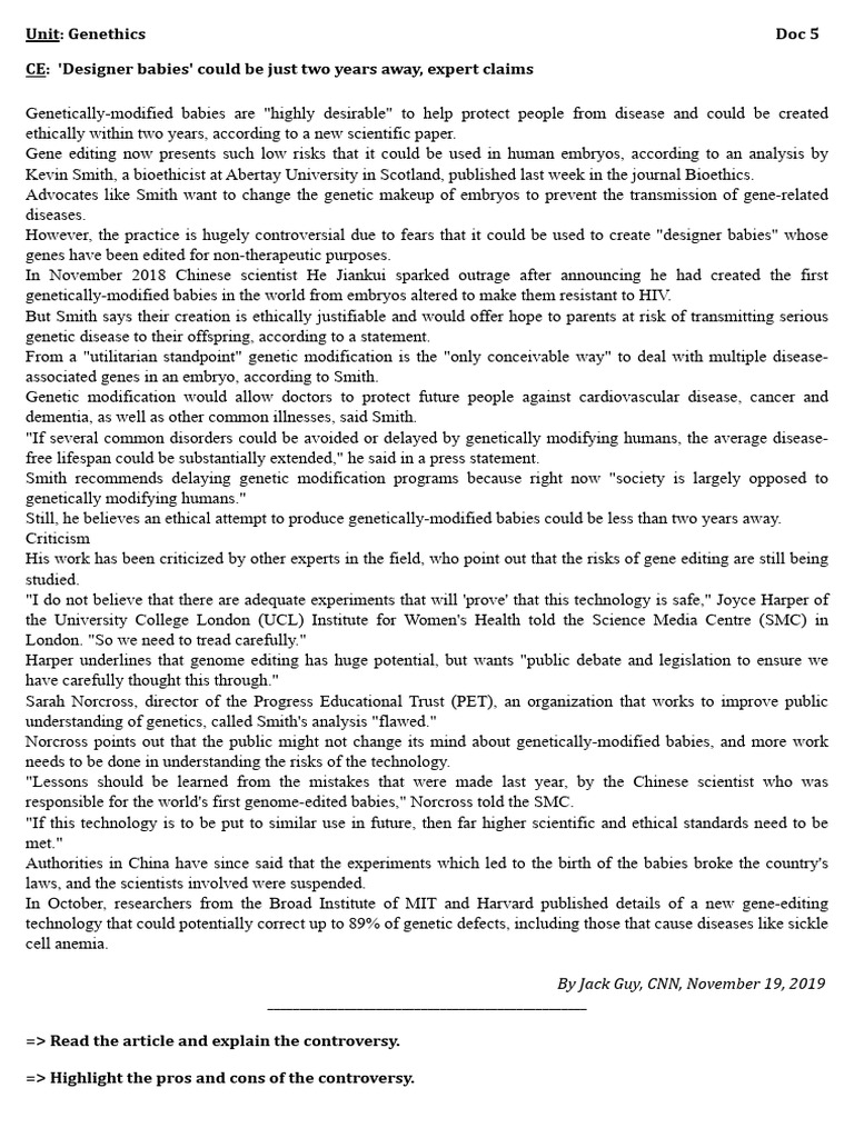 Designer Babies Text and Ex | PDF
