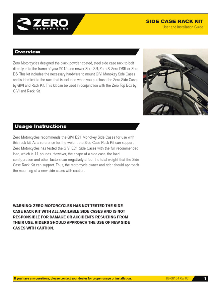 SDS Side Case Rack Kit - ENG (10-08048) | PDF | Screw | Nut (Hardware)