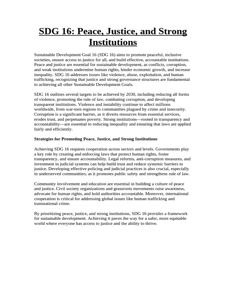 SDG 16: Promoting Peace and Justice | PDF