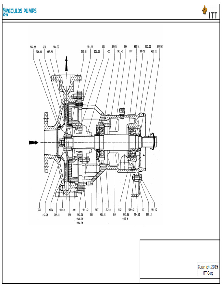 Pump Cross Sectional Drawing A00A964-1-2 | PDF | Pump | Bearing ...