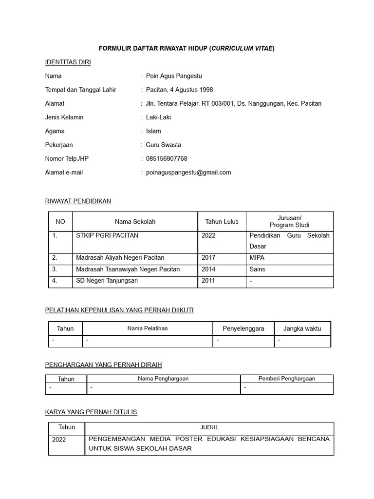 CV Peserta | PDF