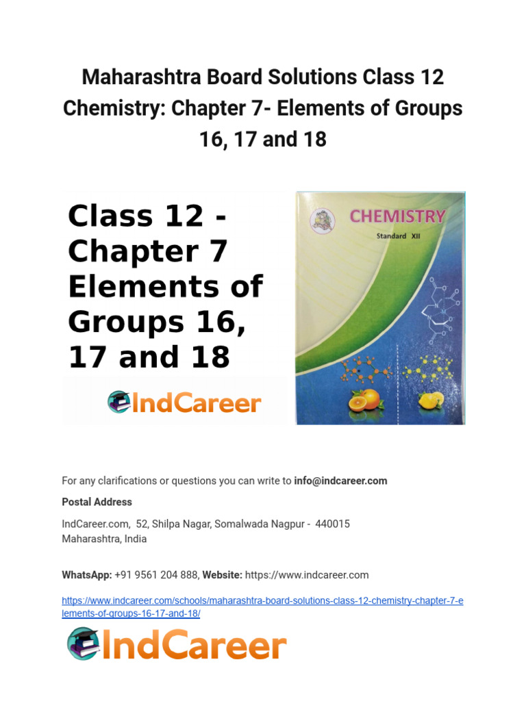 Class 12 Chemistry: Group 16-18 Insights | PDF | Chlorine | Iodine