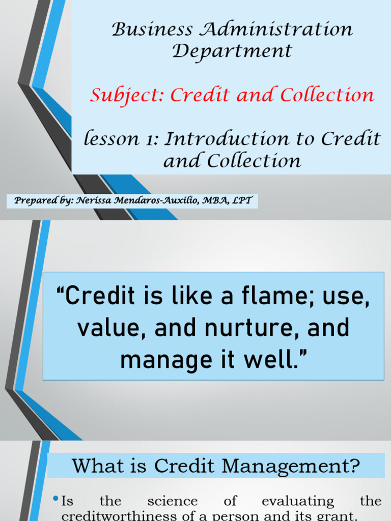 Intro To Credit and Collection | PDF | Credit | Finance & Money Management