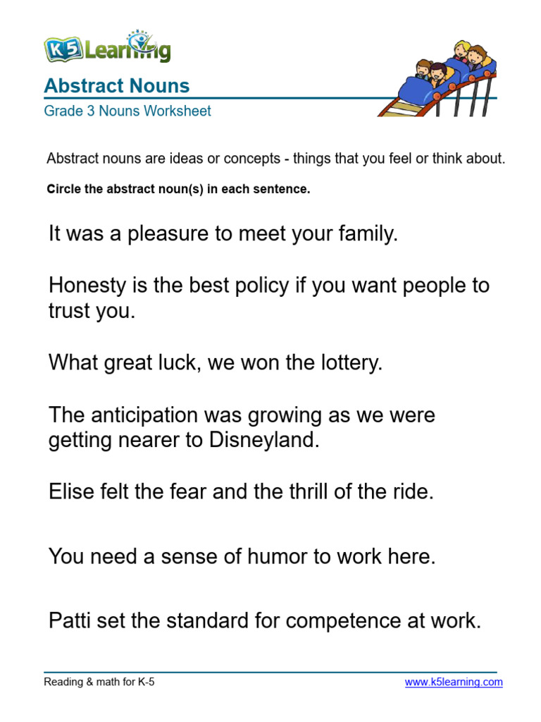 3rd Grade Circle Abstract Noun 6 | PDF