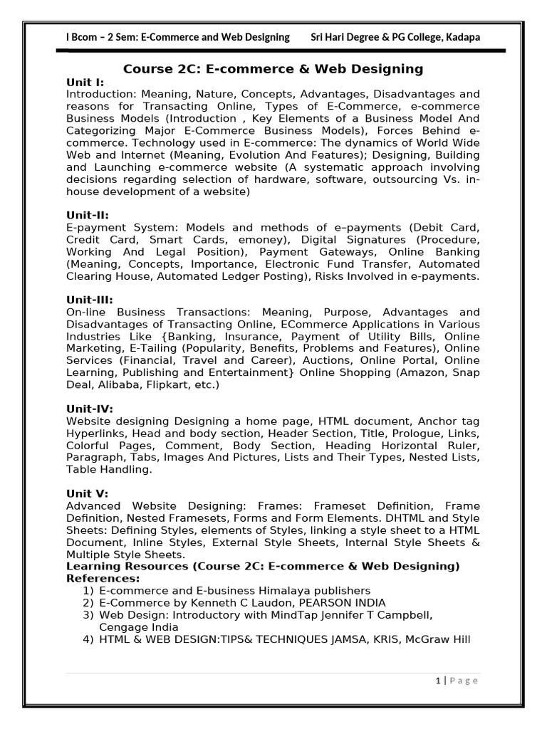 Ecomm - WebDesigning - Print | PDF | World Wide Web | Internet & Web