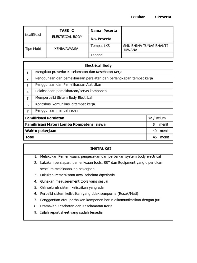 Report Sheet BE Task C BTB 2025 Pro | PDF
