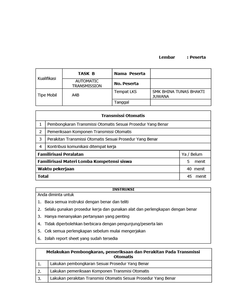 Report Sheet AT Task B BTB 2025 Pro | PDF