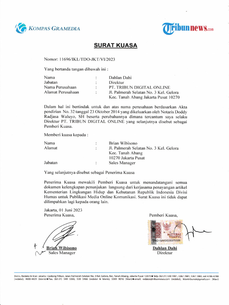 Surat Kuasa TTD-Tribun News | PDF