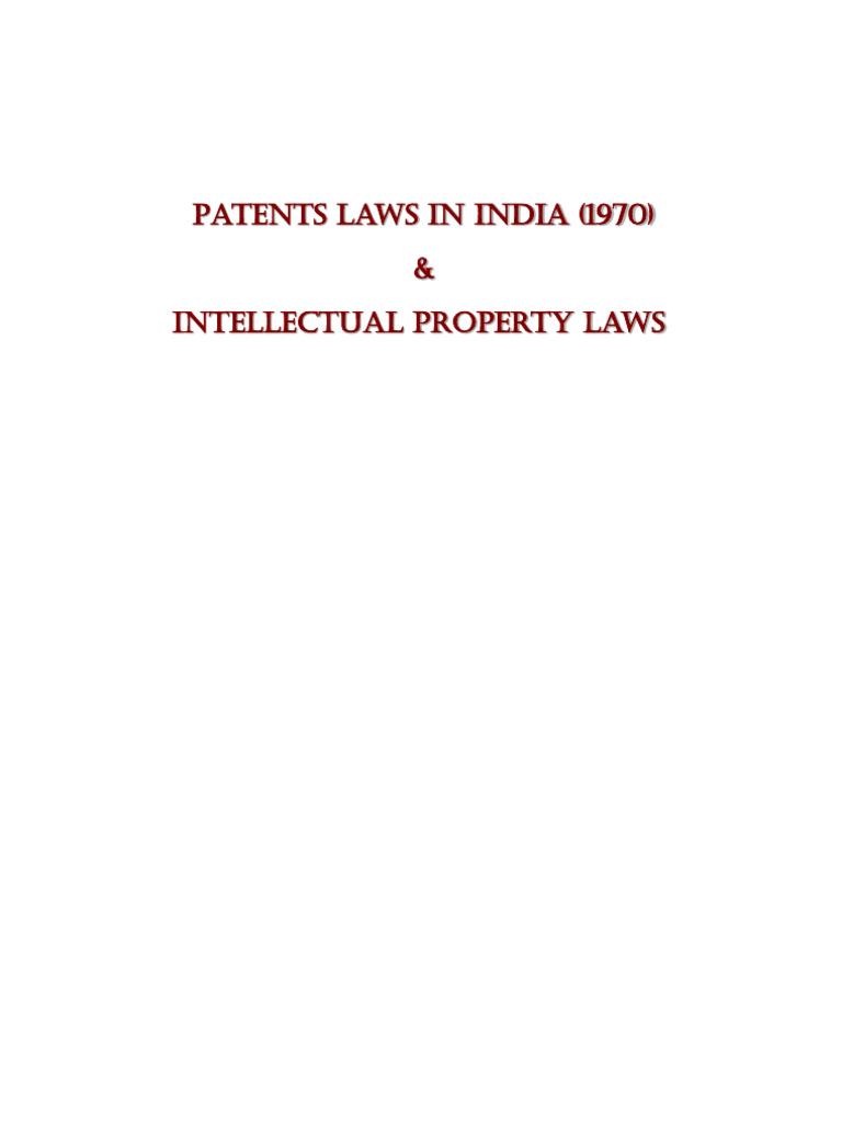 patents law of india | PDF | Patent | Glossary Of Patent Law Terms