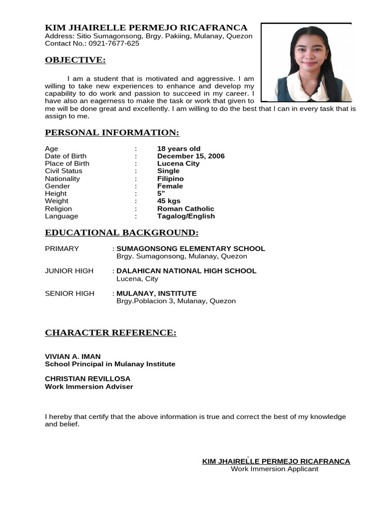 Resume Kim Jhairelle | PDF