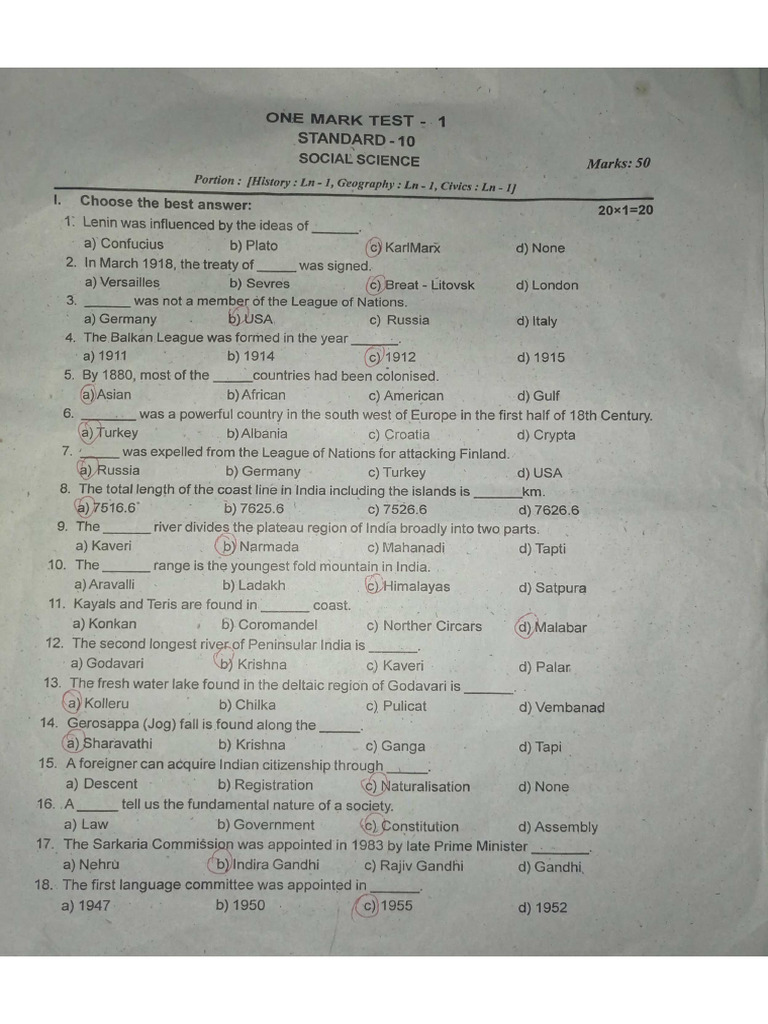 Les 1 One Mark | PDF