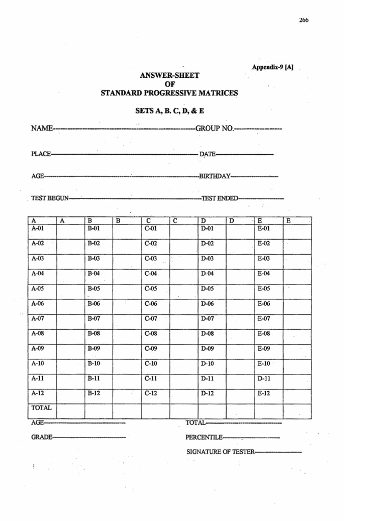 RSPM Answer Sheet Template | PDF