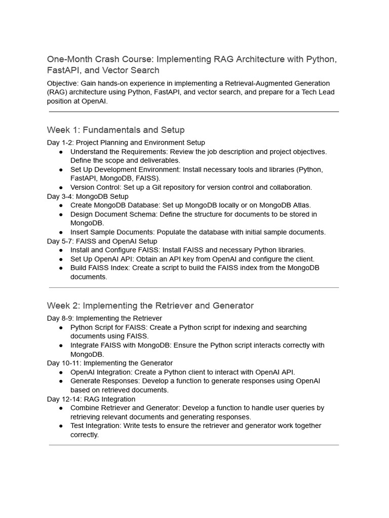 One Month Crash Course Implementing Rag Architecture With Python Fastapi And Vector Search