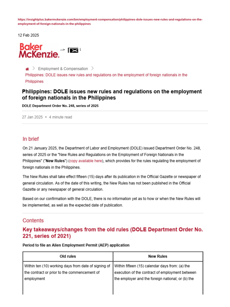 Philippines - DOLE Issues New Rules and Regulations On The Employment ...