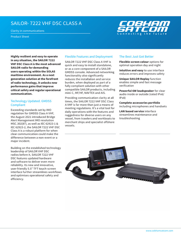 Sailor 7222 VHF DSC Class A | PDF | Telecommunications | Electronics