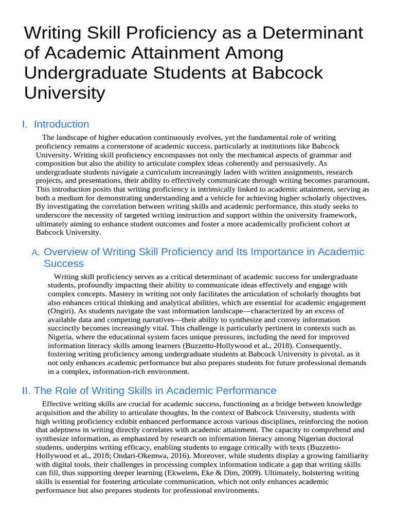 Writing Proficiency and Academic Success | PDF | Information Literacy ...