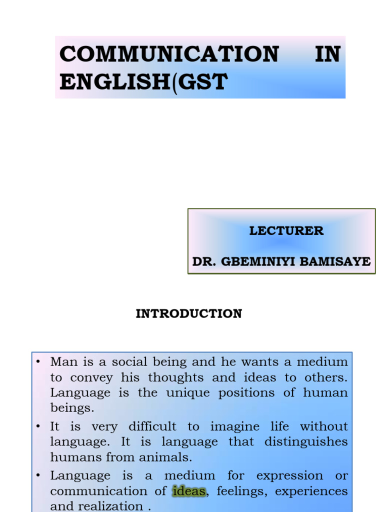 Communication in English (GST 111) - 111841 | PDF | Communication | Idea