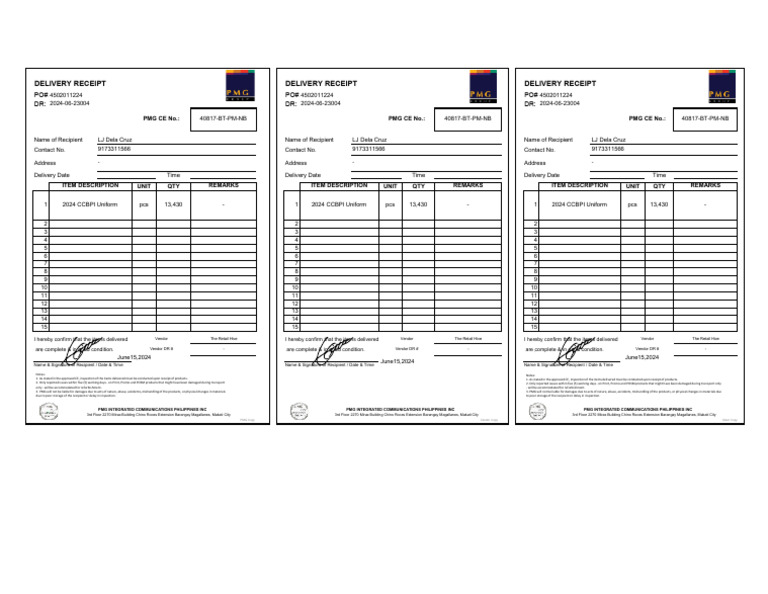 PMG DR 2024-06-23004 - 2024 Uniform Polo Shirt - Batch 3 | PDF