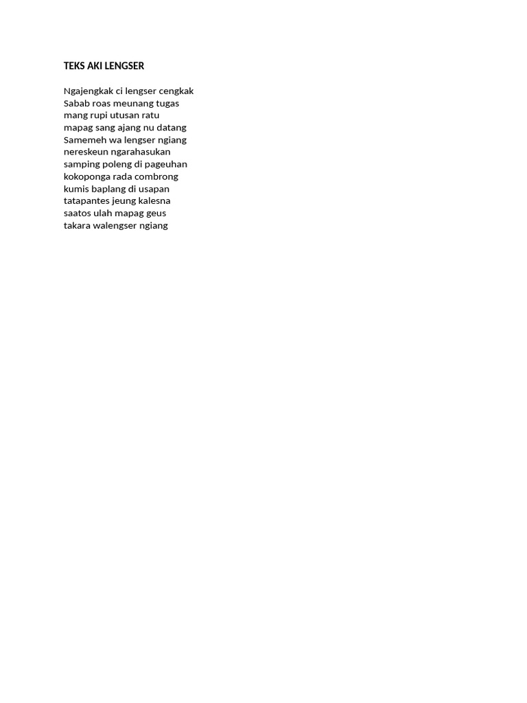 Teks Aki Lengser | PDF