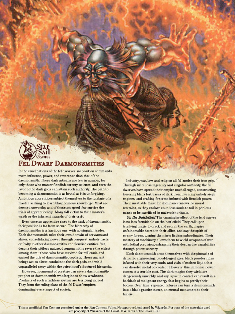 Fel Dwarf Deamonsmiths | PDF | Dwarf (Dungeons & Dragons)