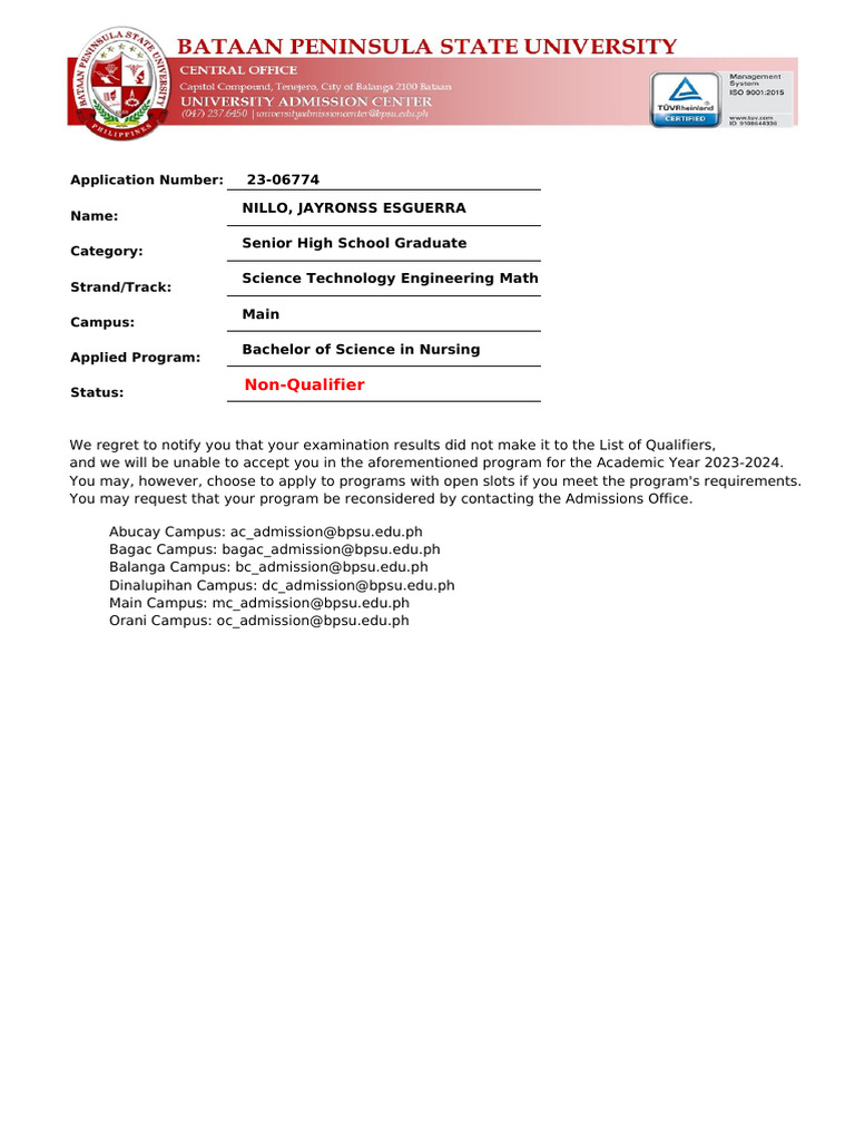 23-06774 - BPSU-CAT Result | PDF