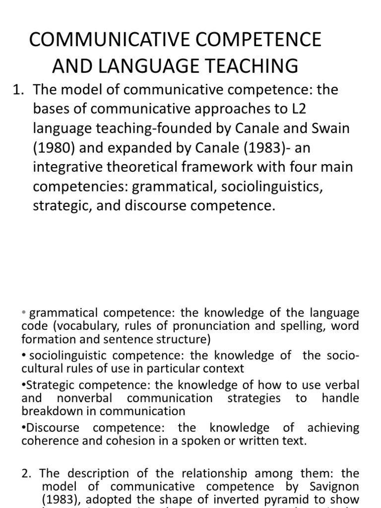 Communicative Competence and Language Teaching | PDF