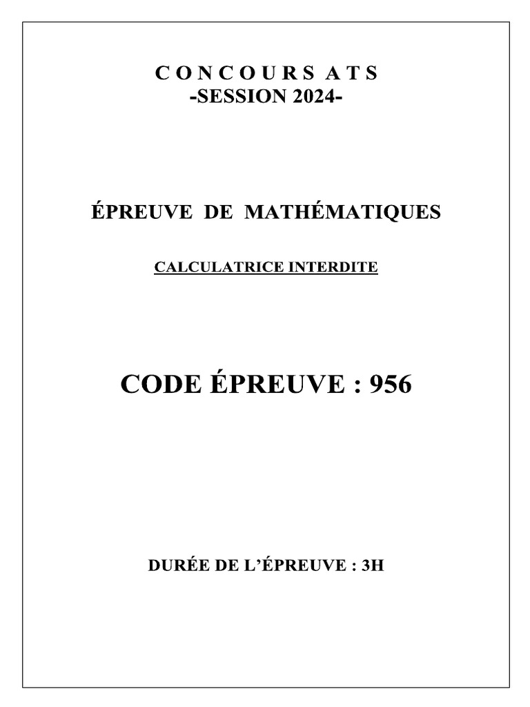 Concours ATS 2024 Maths | PDF