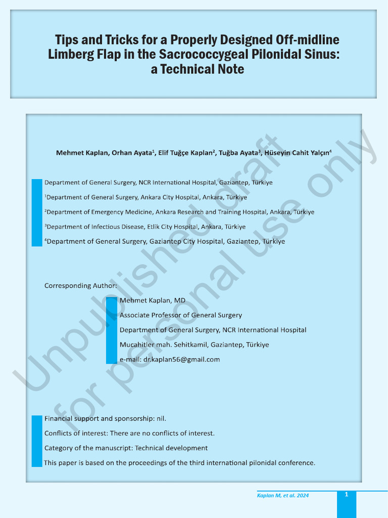 Tips and Tricks for Properly Designed Off-midline Limberg Flap in ...