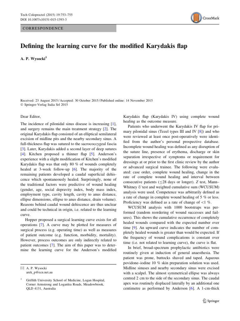 2015 - Karydakis Learning Curve | PDF | Wound