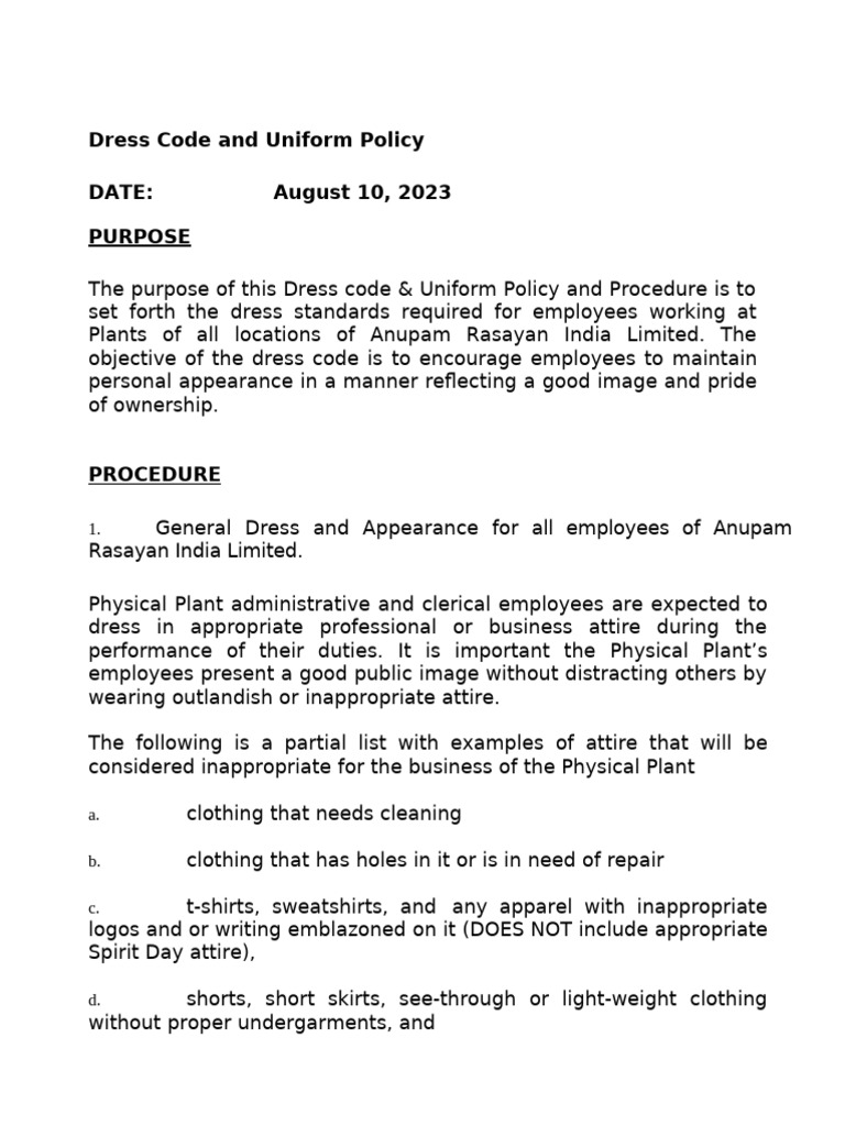 ESD Dress Code and Policy Overview | PDF | Electrostatic Discharge ...
