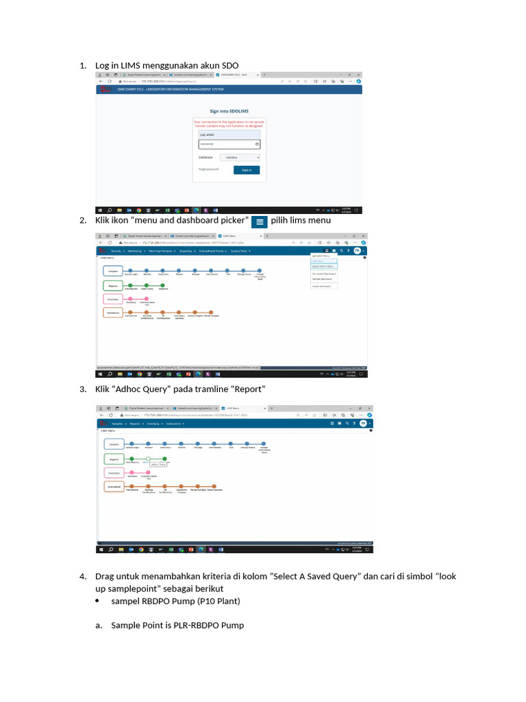Tutorial Export Data P10 & P11 From LIMS | PDF