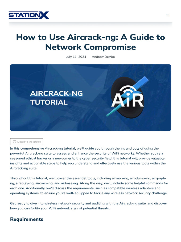 How To Use Aircrack-Ng - A Guide To Network Compromise | PDF
