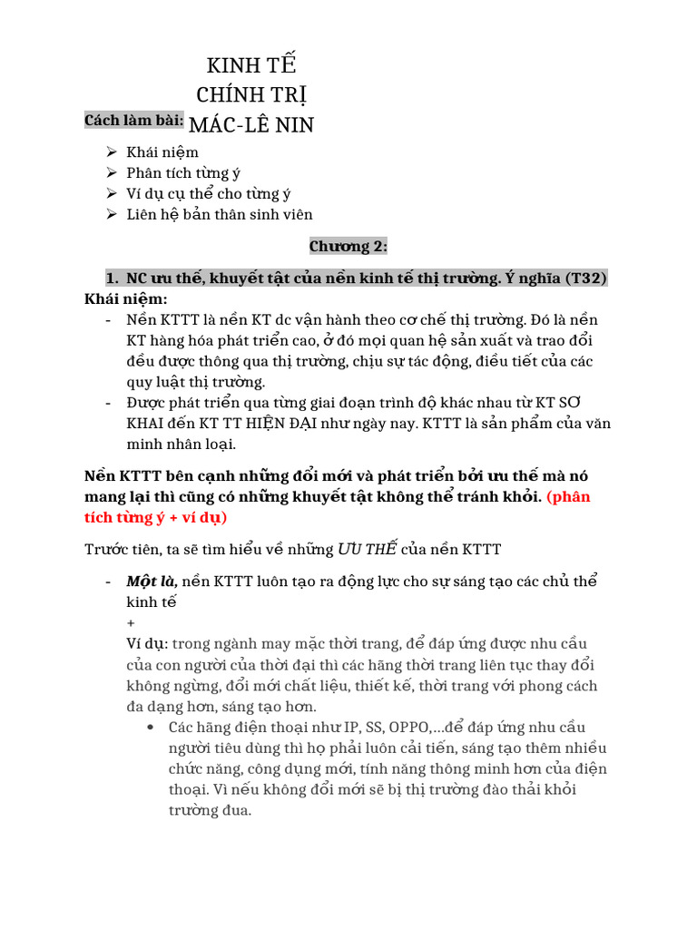 KTCT M-L ĐỀ CƯƠNG ÔN TẬP | PDF