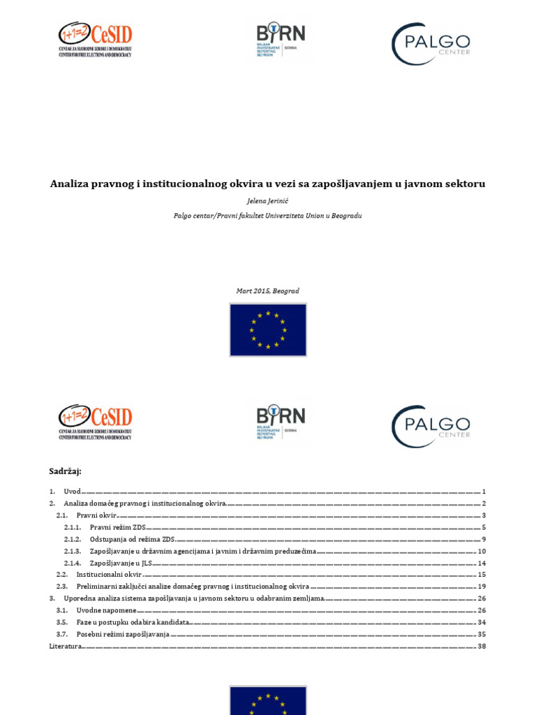 Analiza Pravnog I Institucionalnog Okvira | PDF