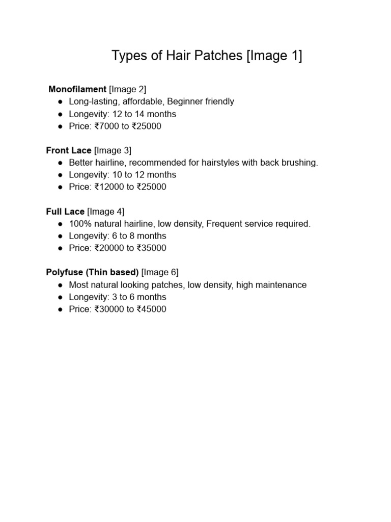 Types of Hair Patches | PDF