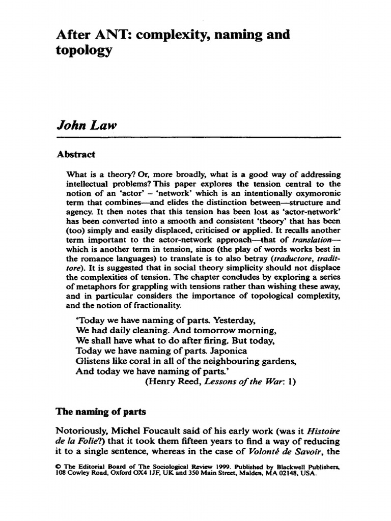 Exploring Actor-Network Theory's Complexities | PDF | Space | Dimension