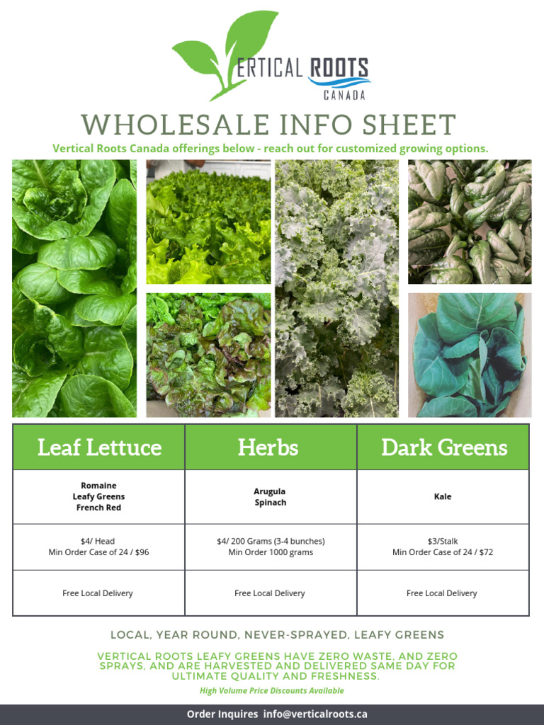 Vertical Roots Canada Wholesale Rate Sheet | PDF